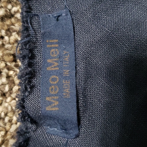 Meo Meli | Dresses | Meo Meli 0 Linen Dark Navy Blue Dress With Ruffled ...